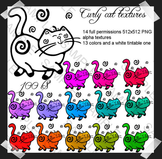 Second Life Marketplace - Curly cat cute Alpha PNG full perms textures
