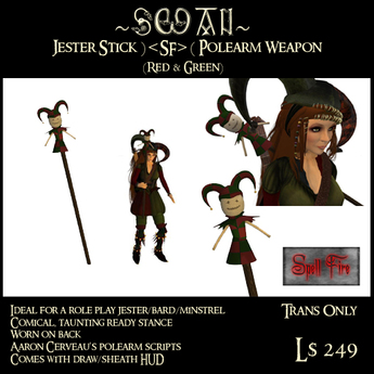 Second Life Marketplace - ~SWAN~ Jester Stick ) ( Polearm (Red/Green)