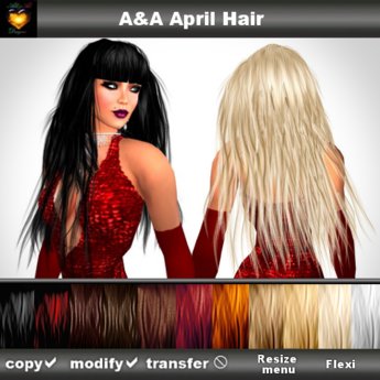 Second Life Marketplace - A&A April Hair 11 Colors, long straight flexi ...