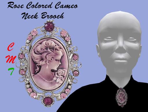 Second Life Marketplace - Rose Colored Cameo with Stones Neck Brooch