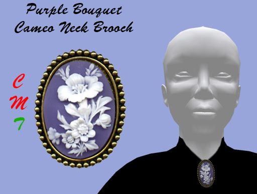 Second Life Marketplace - Purple Bouquet Cameo Neck Brooch