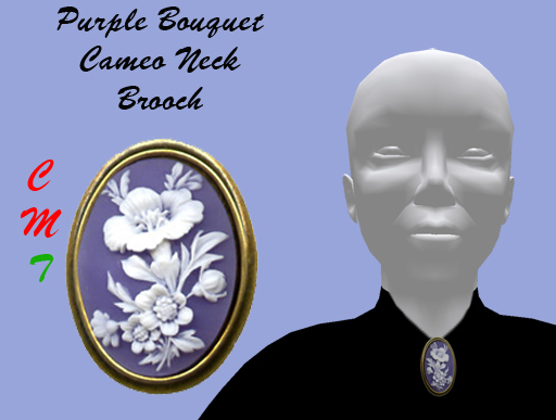 Second Life Marketplace - Purple Bouquet Cameo Neck Brooch