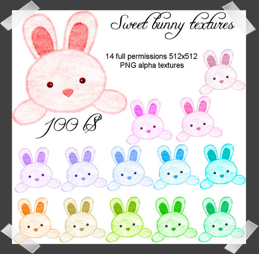 Second Life Marketplace - Sweet bunny cute Alpha PNG full perms textures