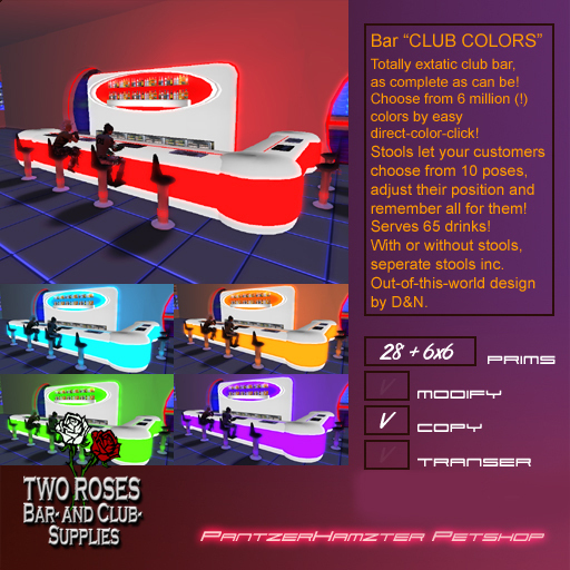 Second Life Marketplace - Bar "Club Colors" - bar lighted neon club ...