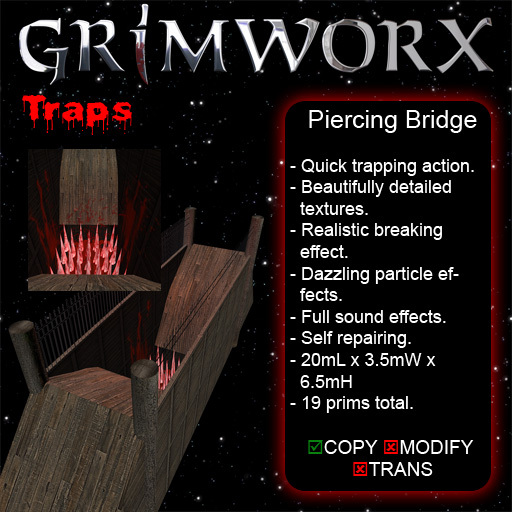 Second Life Marketplace - GRIMWORX Traps - Piercing Bridge Halloween ...