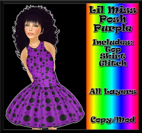 Second Life Marketplace - Lil Miss Posh Purple - For Child Avatars