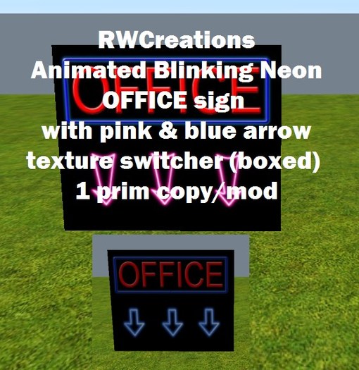 Second Life Marketplace - Neon OFFICE sign with pink & blue arrow ...