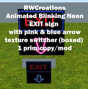 Second Life Marketplace - Neon EXIT sign Animated Blinking with pink ...