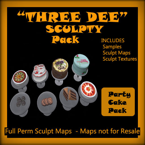 Second Life Marketplace - "Three Dee" Party Cake Sculpty Pack