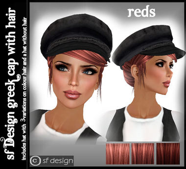 Second Life Marketplace - sf design greek cap with hair reds f