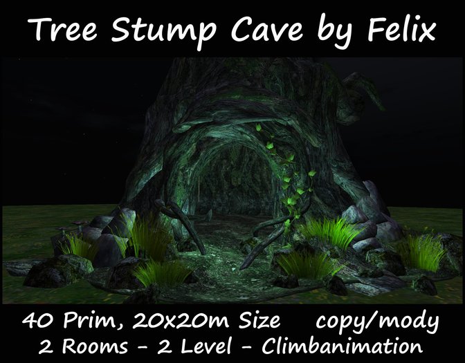 Second Life Marketplace - Tree Stump Cave ( for cave grotto cavern ...