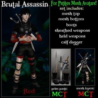 Second Life Marketplace - Petites Brutal Assassin - Red ** For Petites ...