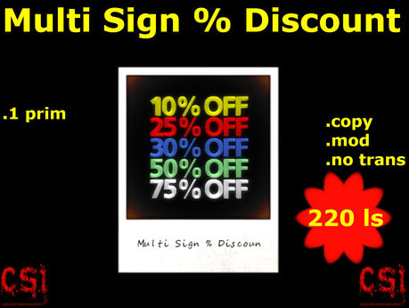 Second Life Marketplace - Multi Sign % Discount (box)