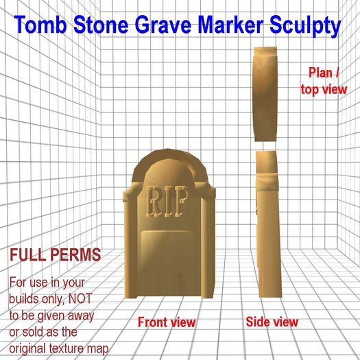 Second Life Marketplace - Grave Marker Tomb Stone Sculpty Map Full Perms