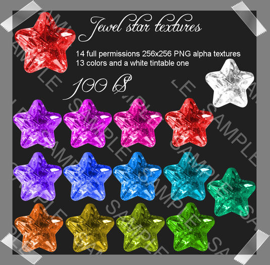 Second Life Marketplace - Jewel star cute Alpha PNG full perms textures