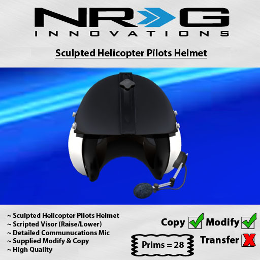 Second Life Marketplace - Helicopter Pilot Helmet (With Boom Mic & Visor)