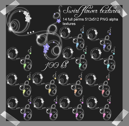Second Life Marketplace - Swirl flowers cute full perms PNG alpha textures