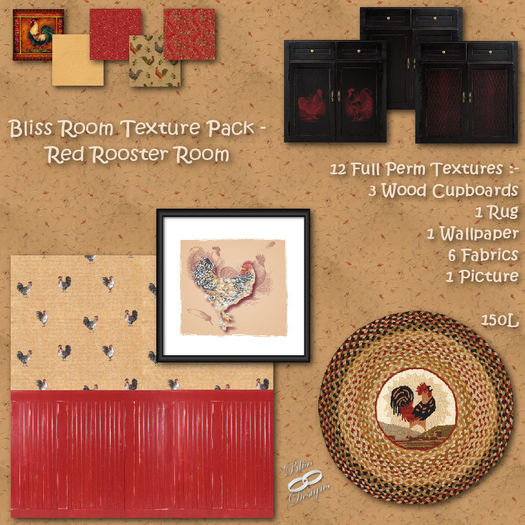 Second Life Marketplace - Bliss Room Textures - Red Rooster Room ...