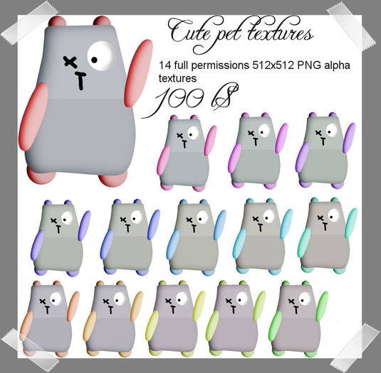 Second Life Marketplace - Cute pet Alpha PNG full perms textures