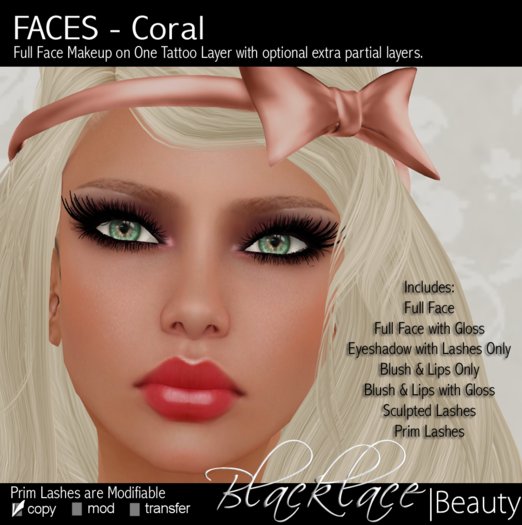 Second Life Marketplace - ~Blacklace Beauty~ FACES - Coral