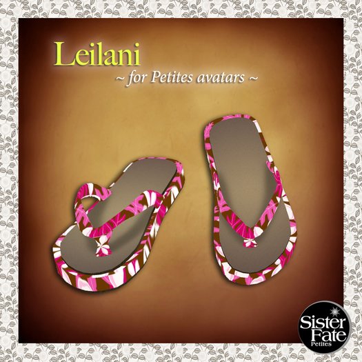 Second Life Marketplace - SF* Petites Leilani Flip Flops, Hawaiian Pink