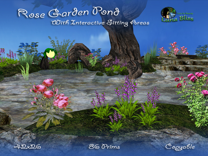 Second Life Marketplace - Rose Garden Pond Interactive Garden Lake
