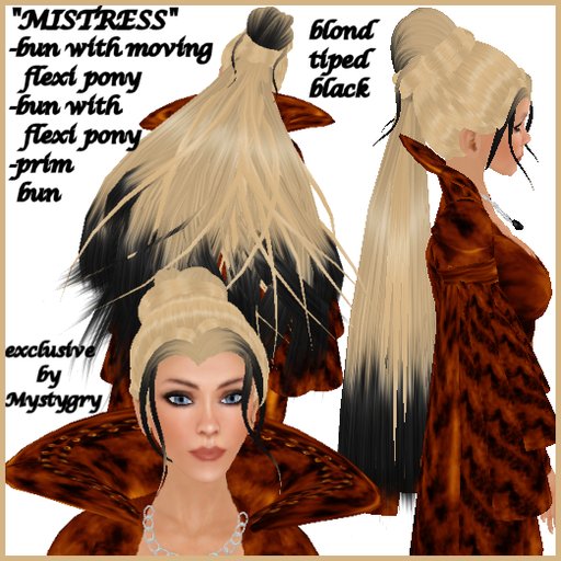 Second Life Marketplace - "Mistress" bun pony moving flexi hair blond ...