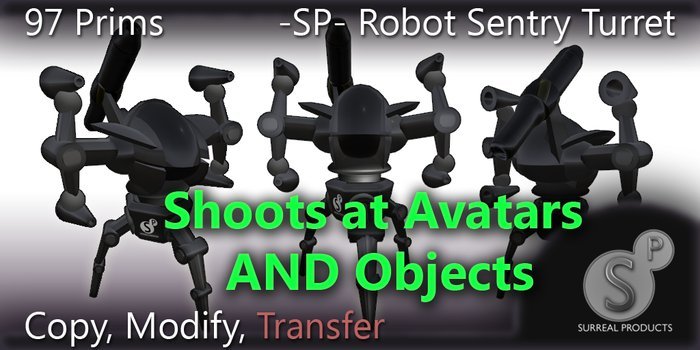 Second Life Marketplace - Robot Sentry Turret (Destructible) -SP- Design
