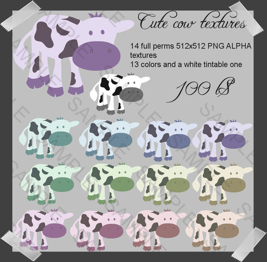 Second Life Marketplace - Cute cow funny Alpha PNG full perms textures