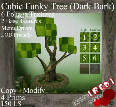 Second Life Marketplace - Cubic Funky Tree (Dark Bark) Boxed