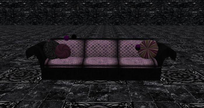 Second Life Marketplace - Couch - Black Leather/Purple