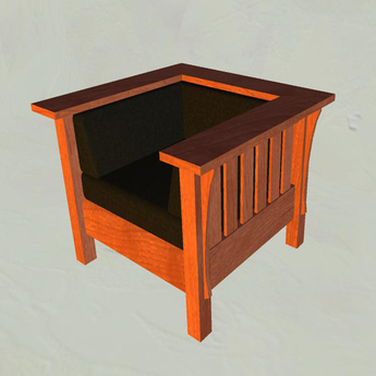 Second Life Marketplace - Mission Style Cube Chair with Slatted Sides-Mesh