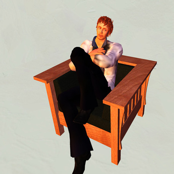 Second Life Marketplace - Mission Style Cube Chair with Slatted Sides-Mesh