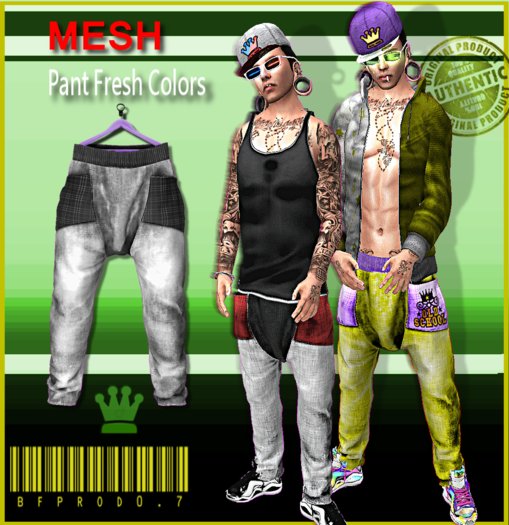 Second Life Marketplace - [BuFu]Prod0.7_Mesh Pant Fresh Colors / Gray