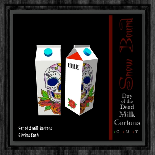 Second Life Marketplace - Day of the Dead Milk Cartons (Set of 2)