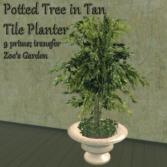 Second Life Marketplace - *ZG* Potted Tree in Tan Tile Planter