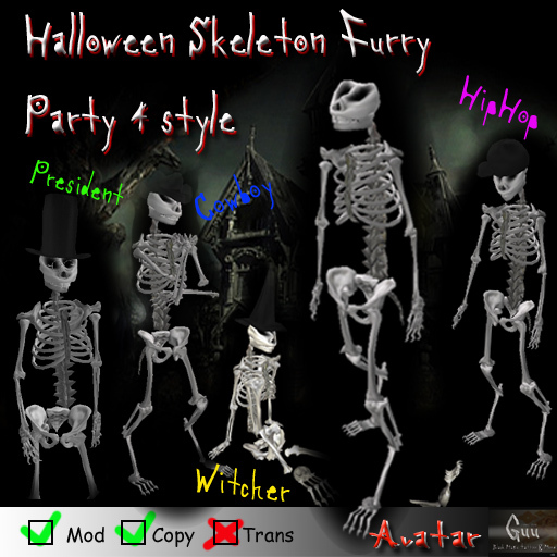 Second Life Marketplace - -=((Guu))=- Halloween Skeleton Furry [BOXED ...