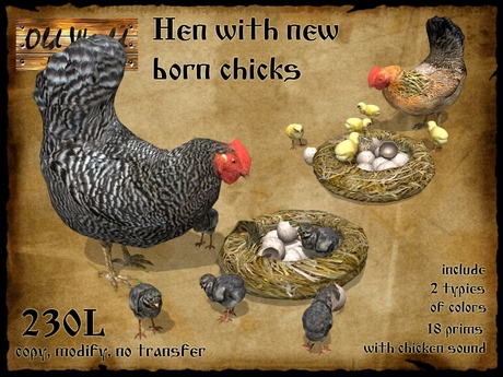Second Life Marketplace - Chicken Hen with new born chicks - Old World ...