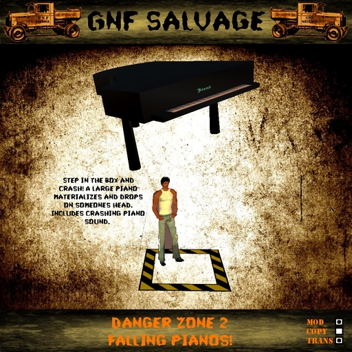 Second Life Marketplace - Danger Zone - falling pianos gag prank joke