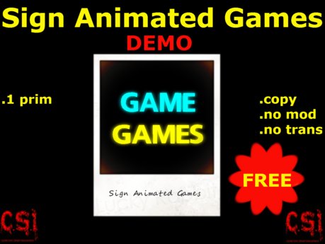 Second Life Marketplace - Sign Animated Games DEMO (box)