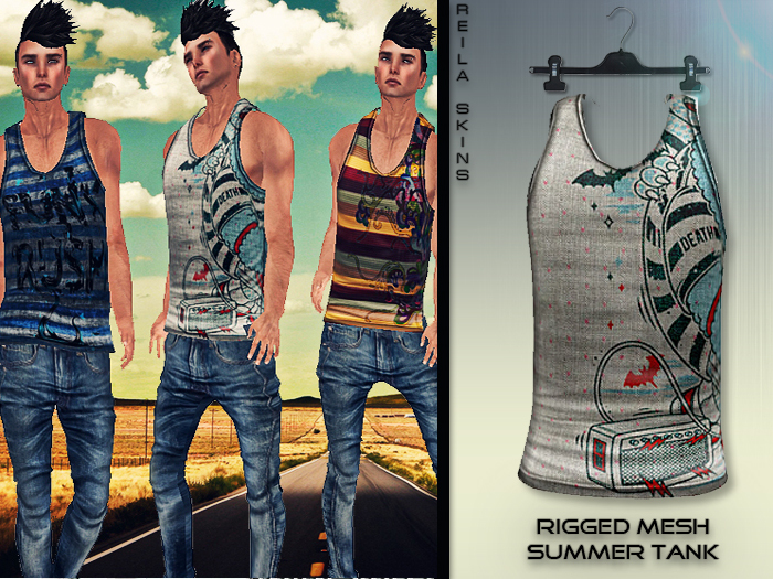 Second Life Marketplace - Reila Skins - Male summer tank 2 (Mesh)