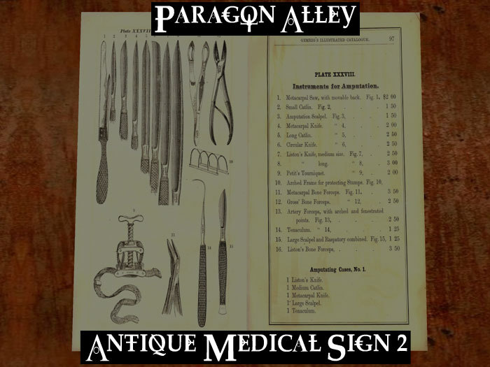 Second Life Marketplace - *PA* Antique Medical Sign #2