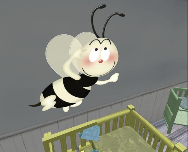 Second Life Marketplace - For the Nursery--BLUSHING BUMBLE BEE WALL DECAL