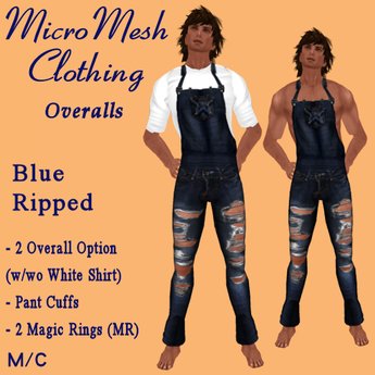 Second Life Marketplace - Mens Blue Overalls (Ripped)(Micro Avatars)