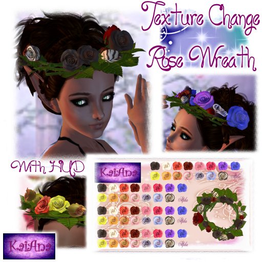 Second Life Marketplace - Texture-Change Rose Wreath *FOR PETITES MESH ...