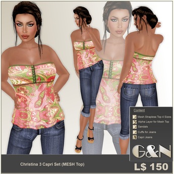 Second Life Marketplace - G&N Quality Design Christina Mesh Top & Capri ...