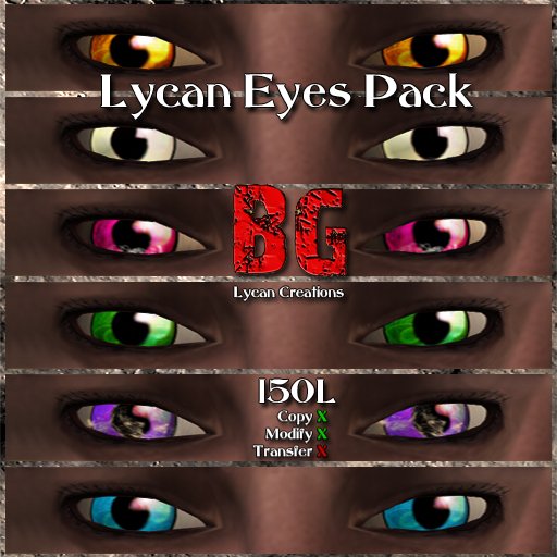 Second Life Marketplace - ..::BG::.. Lycan Eyes Pack