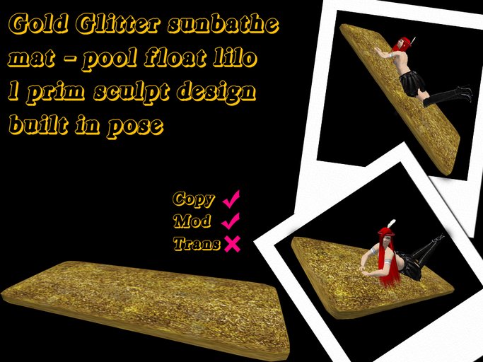 Second Life Marketplace Gold Glitter Sunbather Lilo Pool Float Lounger