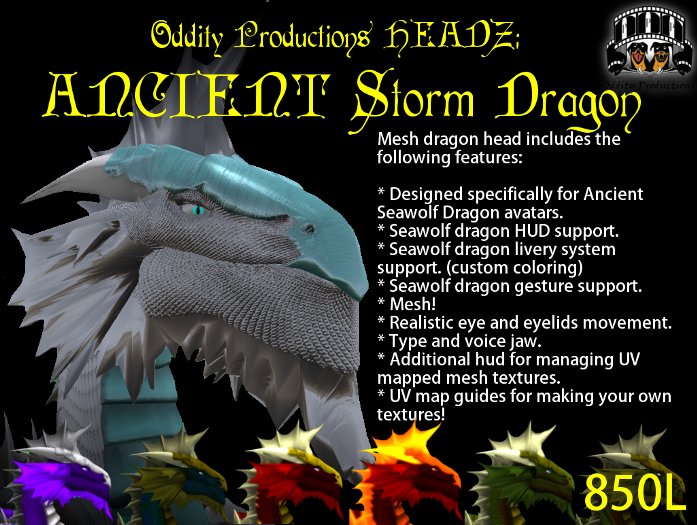 Second Life Marketplace - Storm dragon head for ANCIENT Seawolf dragon ...