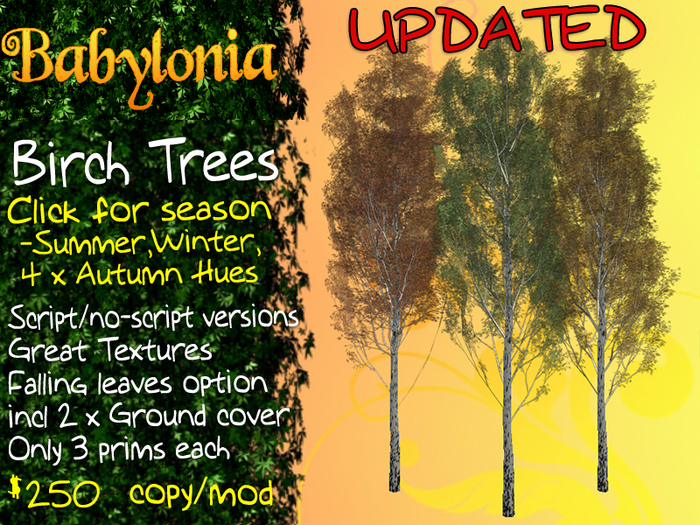 Second Life Marketplace - Babylonia: Seasonable Birch Trees 2